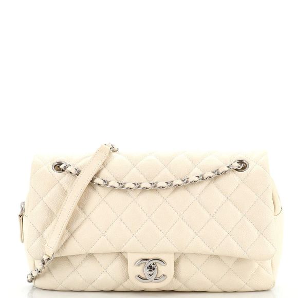 CHANEL | Bags | Chanel Easy Flap Bag Quilted Caviar Jumbo Neutral ...
